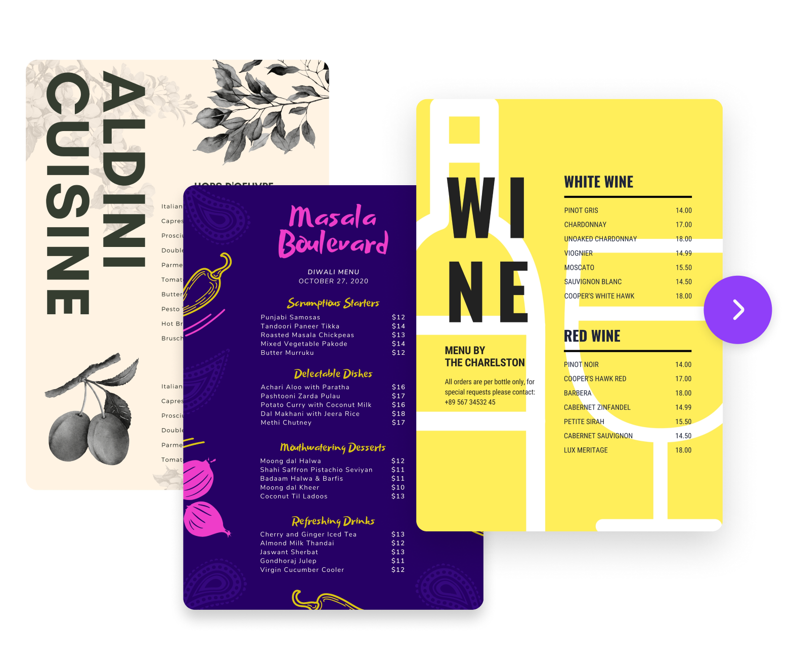 Menus | Design custom menus for free with Canva
