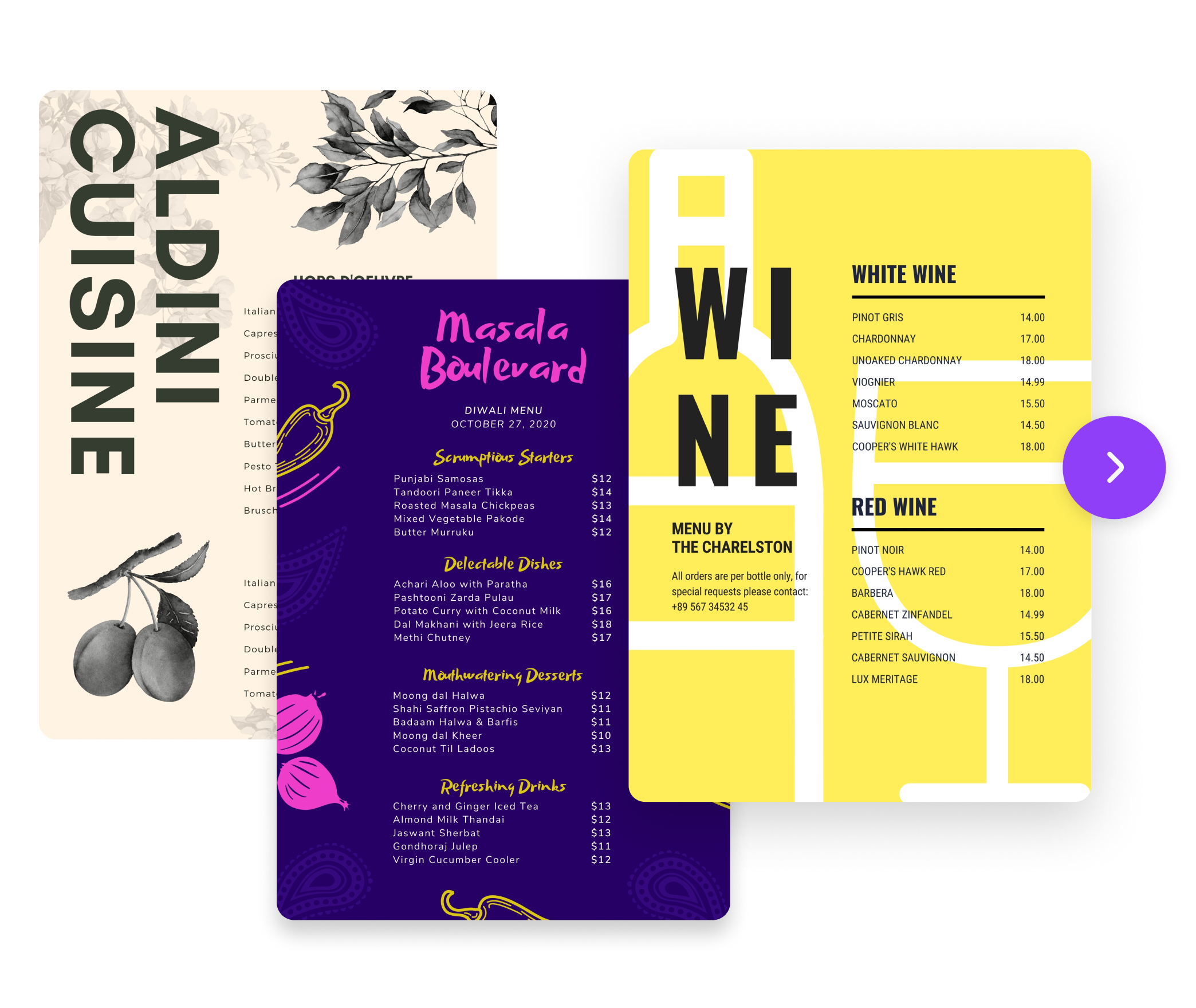 Menus | Design custom menus for free with Canva