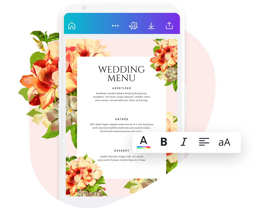 Menus | Design custom menus for free with Canva